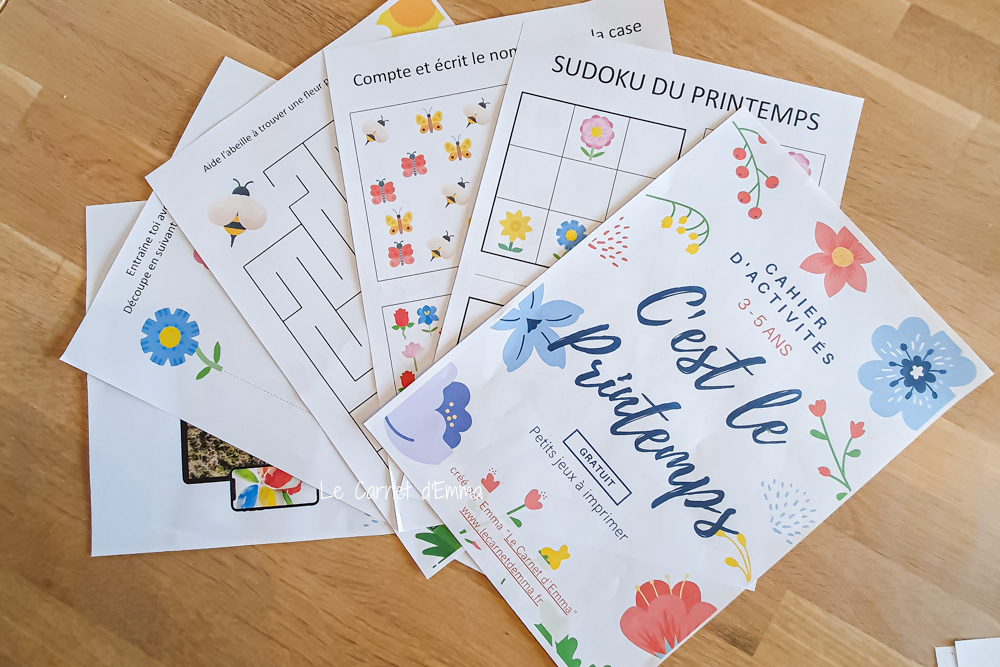Des petits Cahiers d'activités gratuit pour les enfants - Le Carnet d'Emma