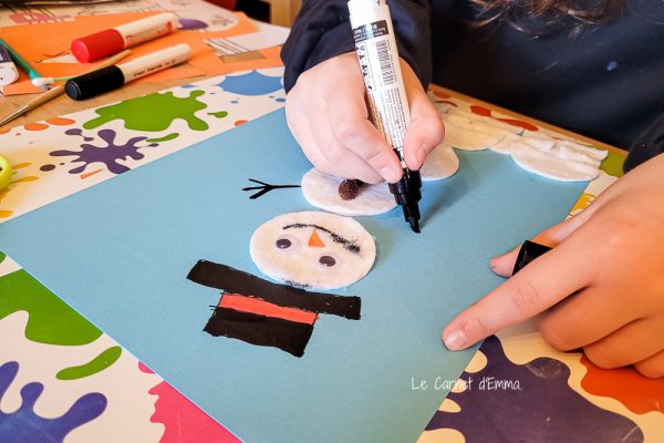 Un Bonhomme de neige en coton rigolo - Le Carnet d'Emma