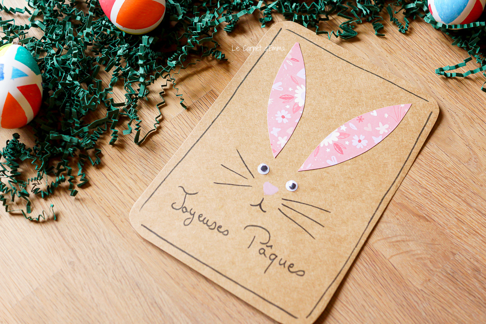 Une jolie carte aux oreilles de lapin pour Pâques