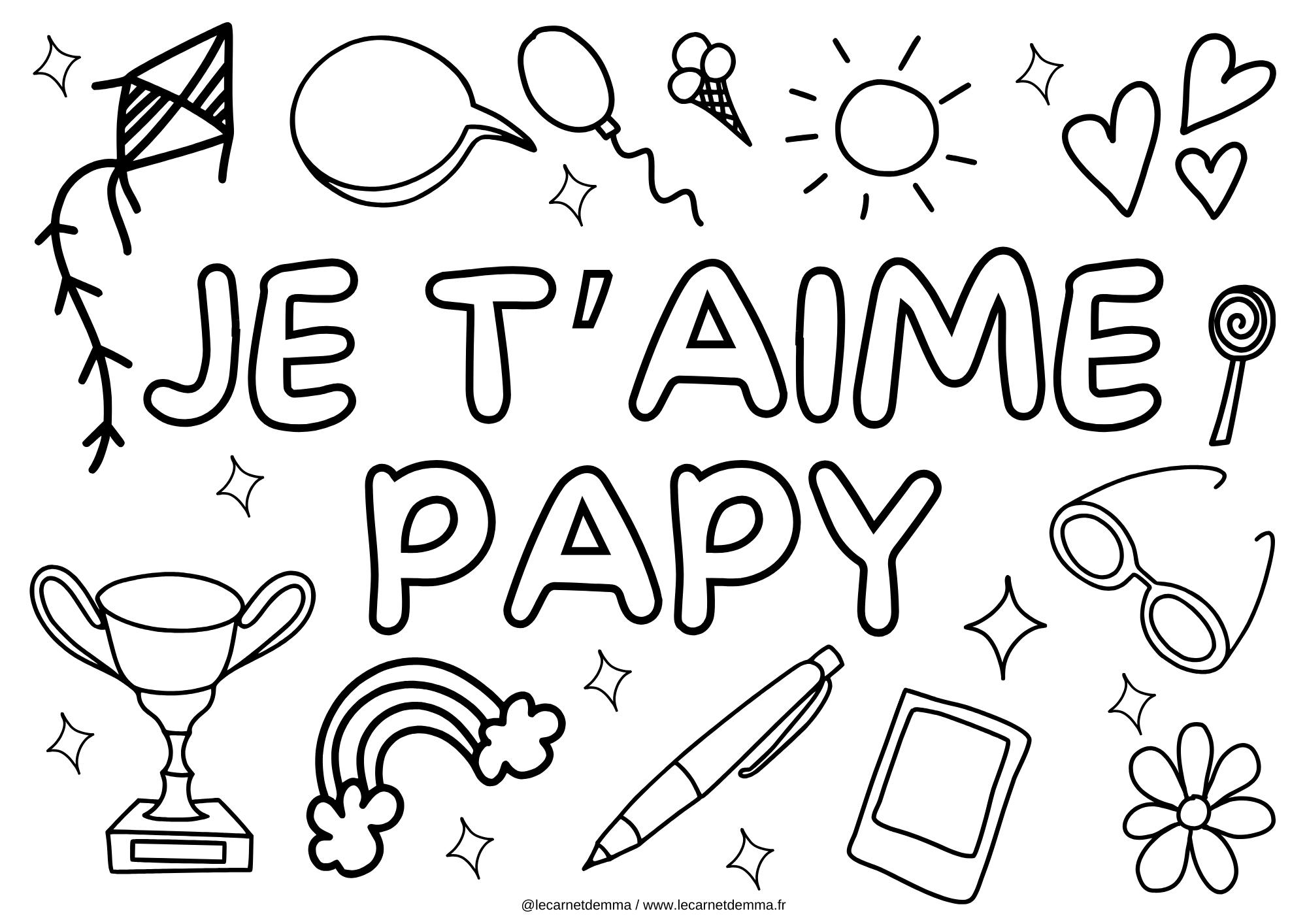 10 coloriages à imprimer pour la Fête des Grands Pères - Le Carnet d'Emma